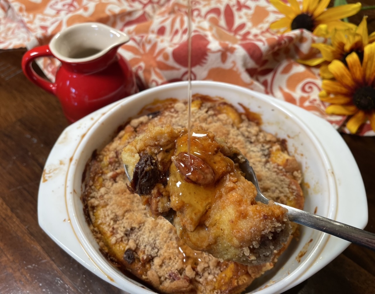 Pumpkin Maple Bread Pudding with Toasted Pecan Crumb Topping - Treks ...
