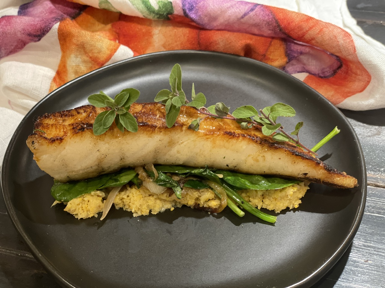 Chilean Sea Bass with Sautéed Spinach & Cauliflower Purée - Treks ...